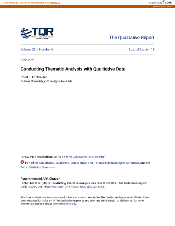 (PDF) Conducting Thematic Analysis with Qualitative Data