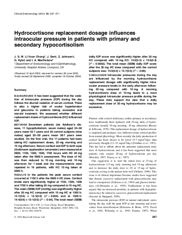(PDF) Hydrocortisone replacement dosage influences intraocular pressure ...