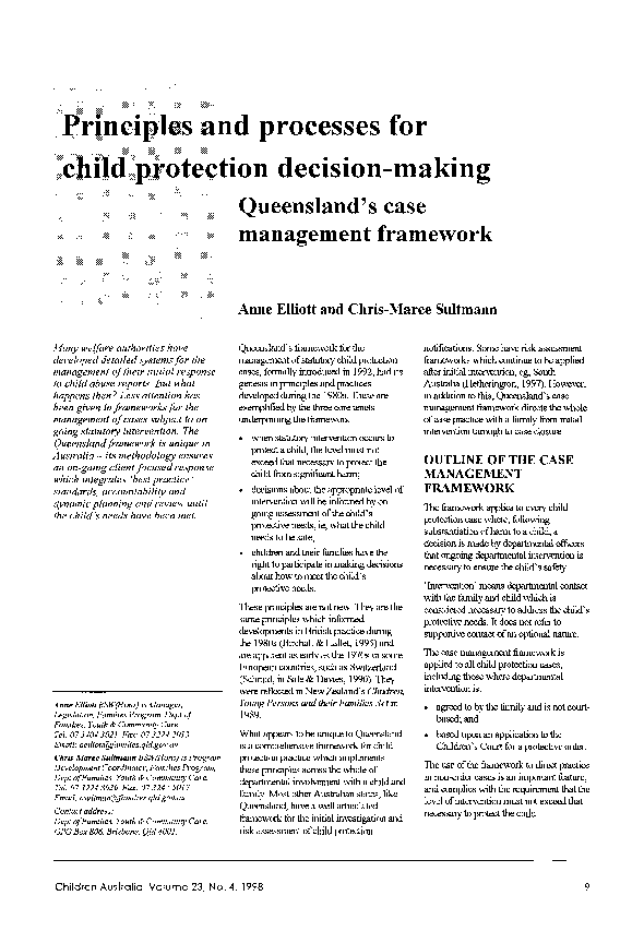 (PDF) Principles and processes for child protection decision-making ...