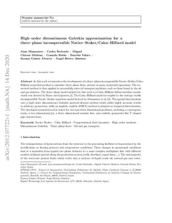 (PDF) High-order discontinuous Galerkin approximation for a three-phase incompressible Navier ...