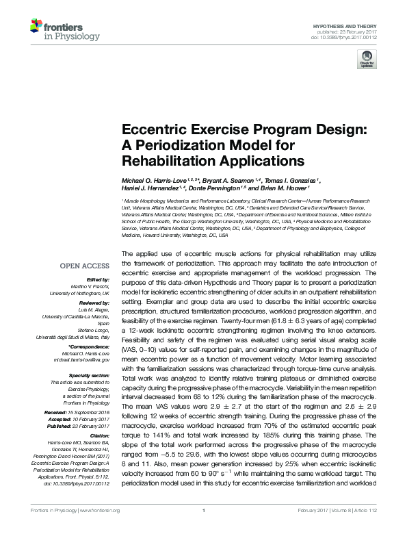 (PDF) Eccentric Exercise Program Design: A Periodization Model for ...