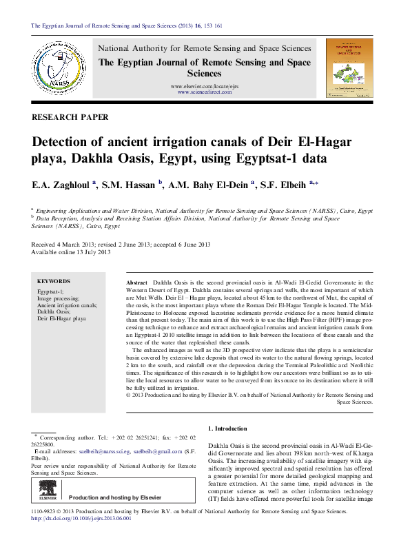 (PDF) Detection of ancient irrigation canals of Deir El-Hagar playa ...
