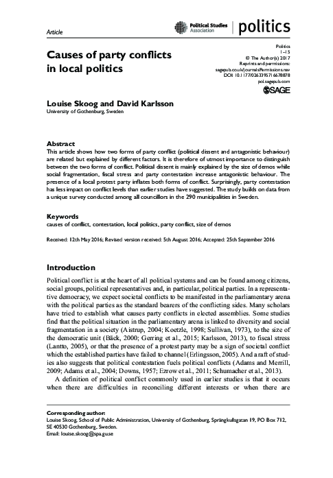 (PDF) Causes of party conflicts in local politics