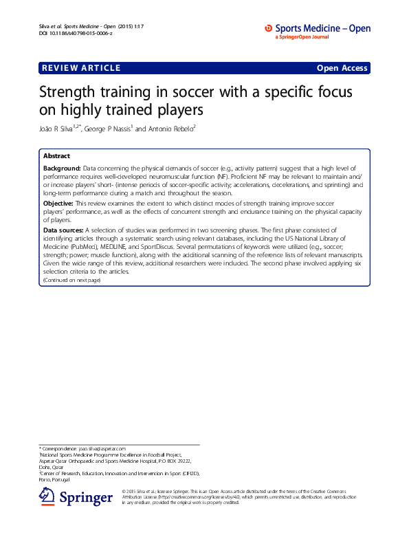 (PDF) Strength training in soccer with a specific focus on highly ...