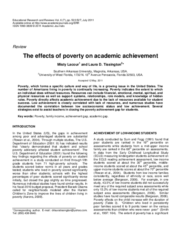 (PDF) The Effects of Poverty on Academic Achievement