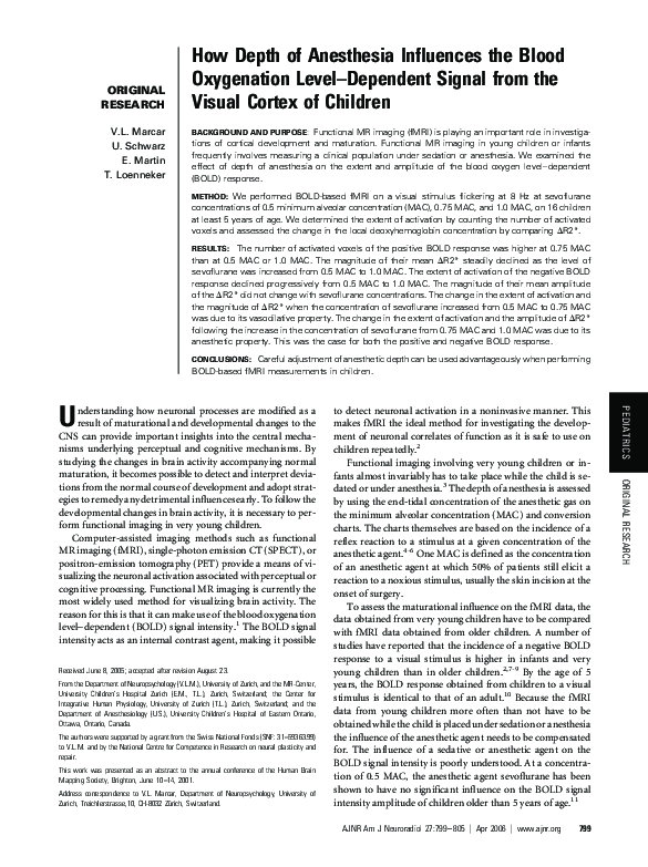 (PDF) How depth of anesthesia influences the blood oxygenation level ...