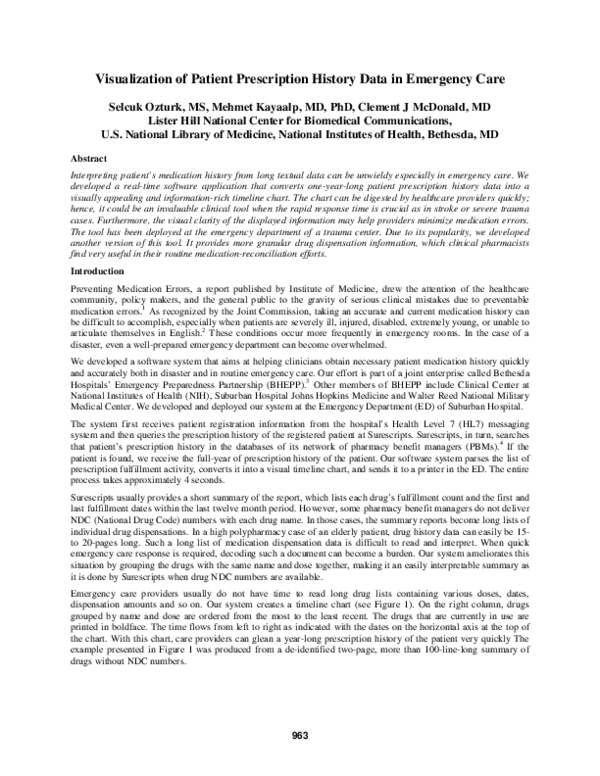(PDF) Visualization of patient prescription history data in emergency care