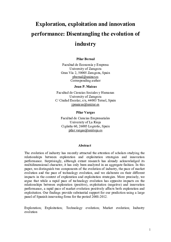 (PDF) Exploration, exploitation and innovation performance ...