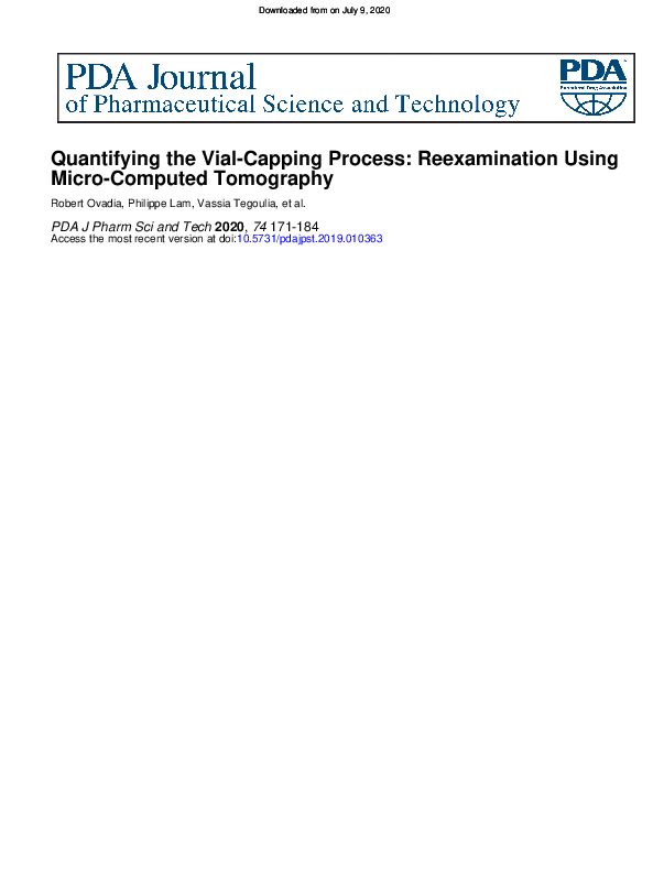 (PDF) Quantifying the Vial Capping Process: Re-examination Using Micro-Computed Tomography