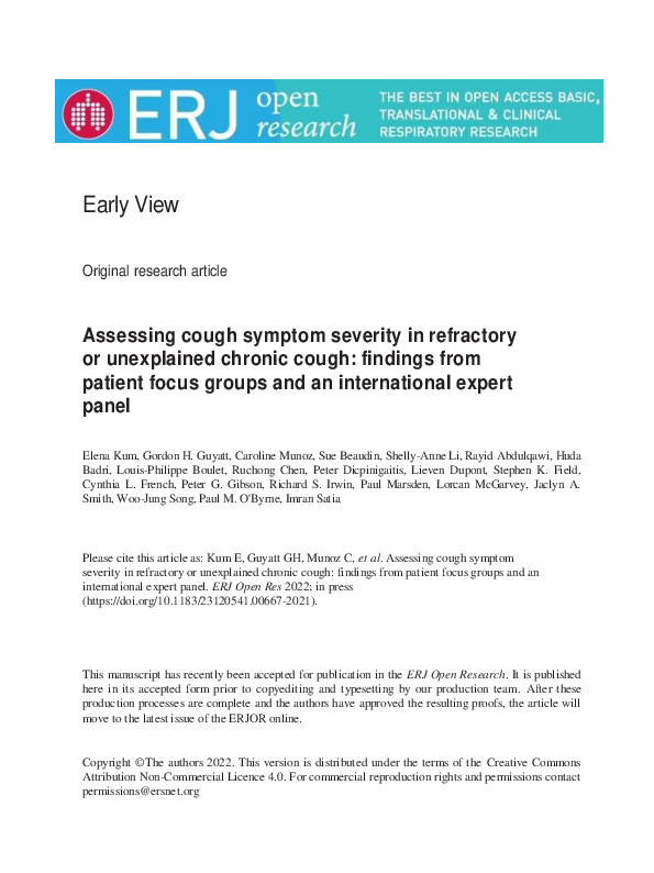 (PDF) Assessing cough symptom severity in refractory or unexplained ...