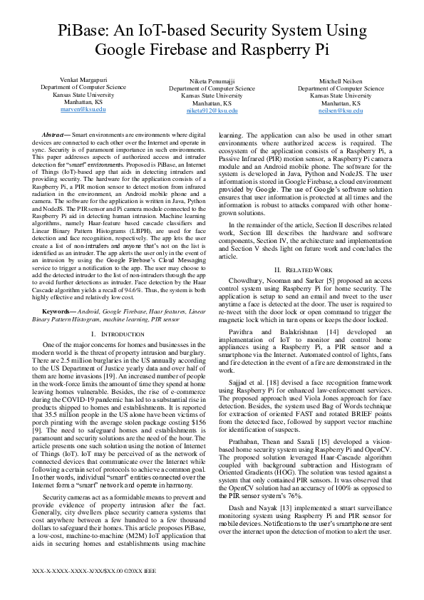 (PDF) PiBase: An IoT-based Security System using Raspberry Pi and Google Firebase