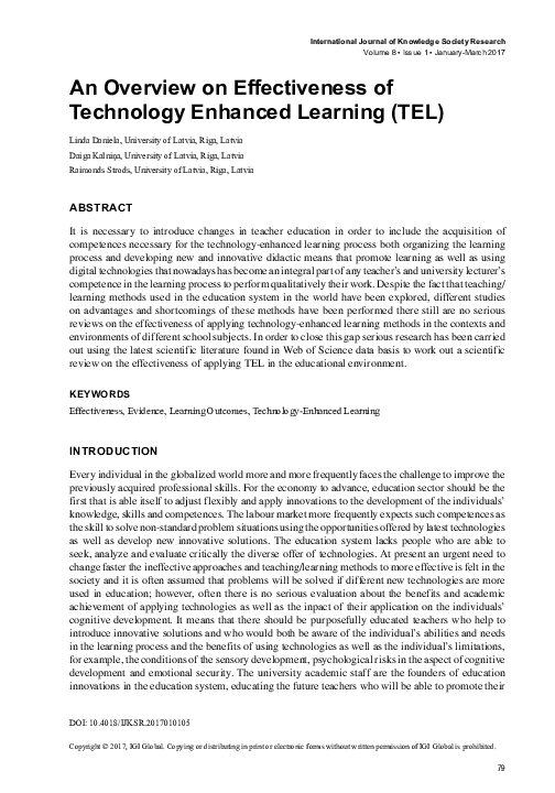 (PDF) An Overview on Effectiveness of Technology Enhanced Learning (TEL)