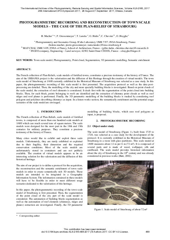 (PDF) Photogrammetric Recording and Reconstruction of Town Scale Models ...