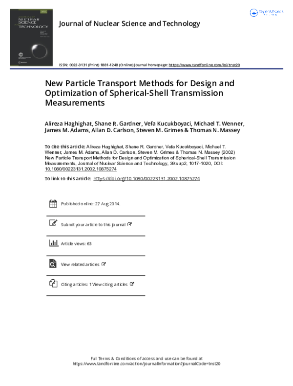(PDF) New Particle Transport Methods for Design and Optimization of ...