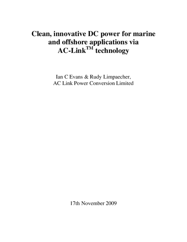 (PDF) Clean, innovative DC power for marine and offshore applications ...