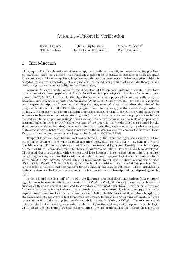 (PDF) Automata-Theoretic Verification