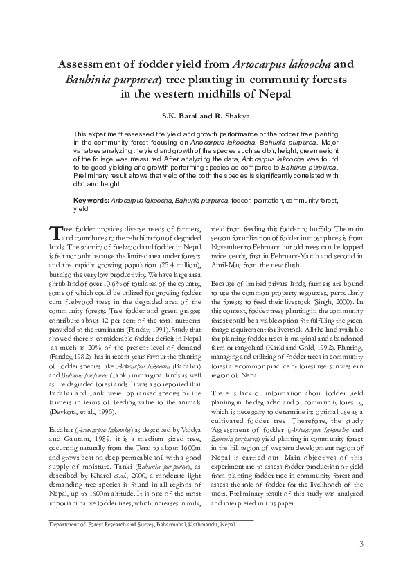 (PDF) Assessment of fodder yield from Artocarpus lakoocha and Bauhinia ...