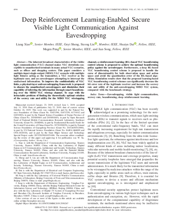 (PDF) Secure VLC Using Deep Reinforcement Learning