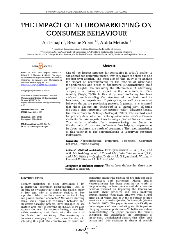 (PDF) Neuromarketing: The New Science of Consumer Behavior | Christophe ...