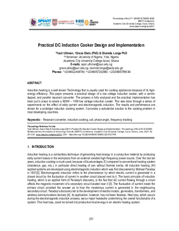 (PDF) Practical DC Induction Cooker Design and Implementation