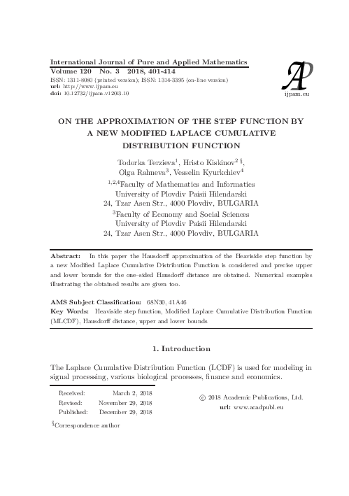 (PDF) On the Approximation of the Step Function by a New Modified ...