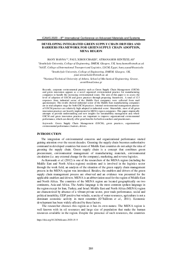 (PDF) Developing Integrated Green Supply Chain Drivers and Barriers Framework for Green Supply ...