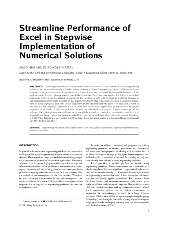 (PDF) Streamline performance of Excel in stepwise implementation of ...