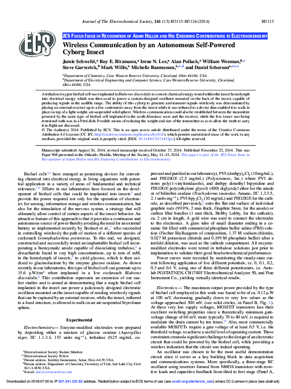 (PDF) Wireless Communication by an Autonomous Self-Powered Cyborg Insect