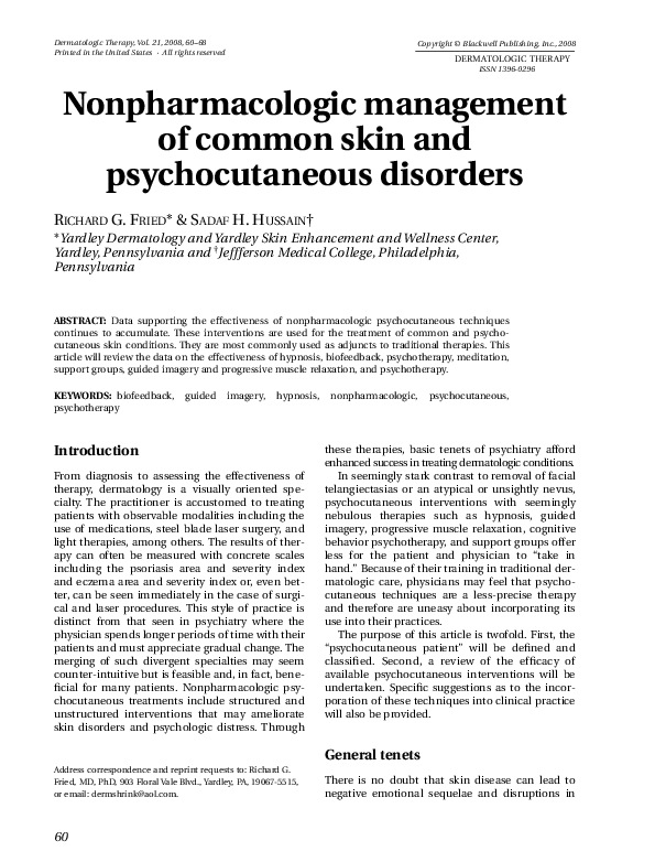 (PDF) Nonpharmacologic management of common skin and psychocutaneous ...