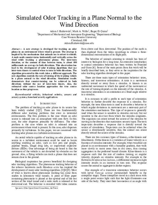 (PDF) Simulated odor tracking in a plane normal to the wind direction ...