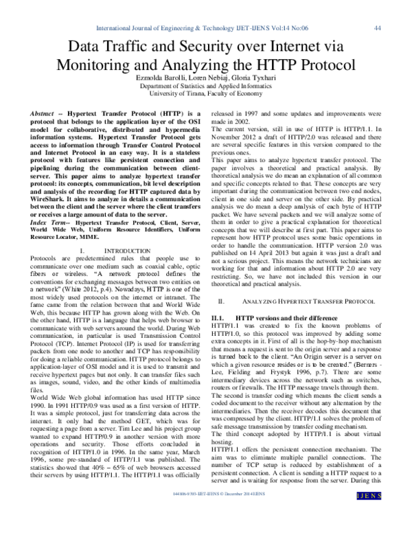 Pdf Data Traffic And Security Over Internet Via Monitoring And Analyzing The Protocol