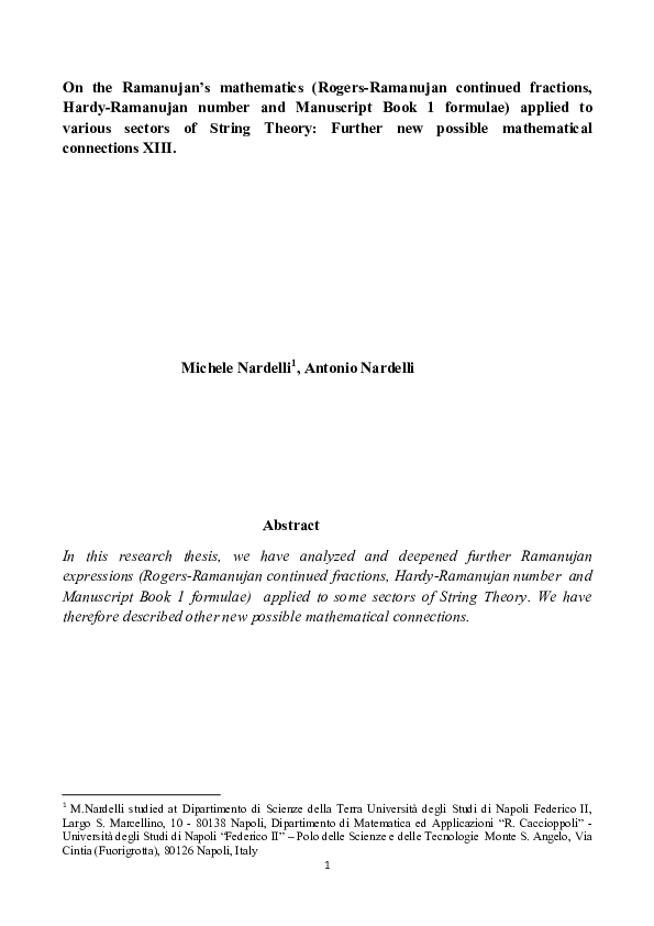 (PDF) On the Ramanujan’s Mathematics (Rogers-Ramanujan Continued ...