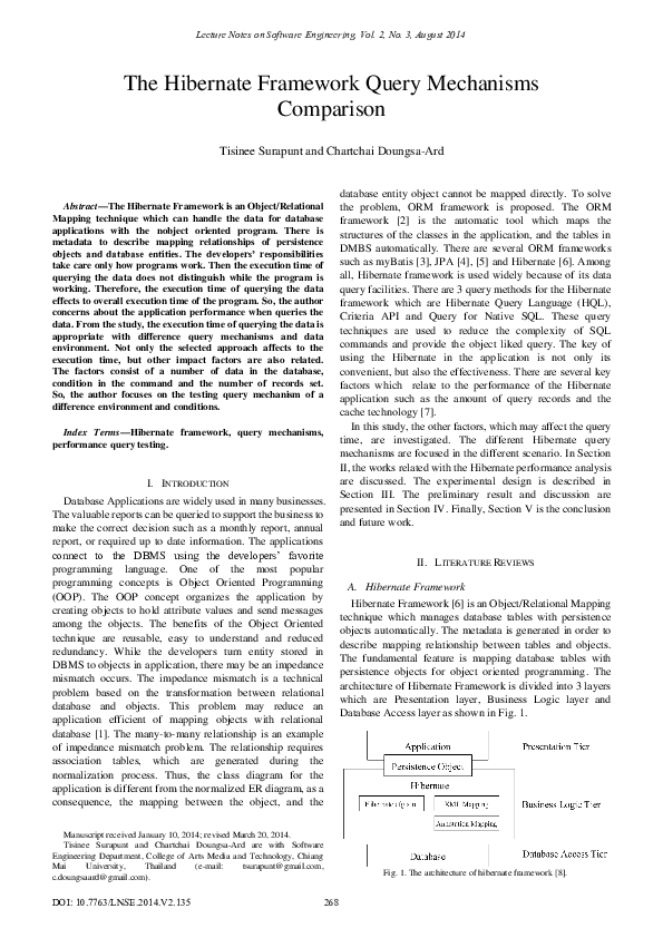 (PDF) The Hibernate Framework Query Mechanisms Comparison