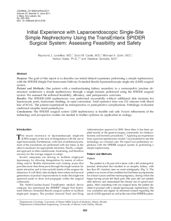 (PDF) Initial Experience with Laparoendoscopic Single-Site Simple ...