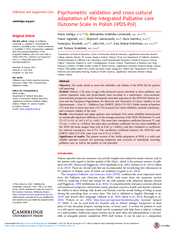 (PDF) Psychometric validation and cross-cultural adaptation of the ...