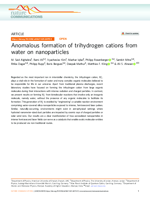 (PDF) Anomalous formation of trihydrogen cations from water on ...