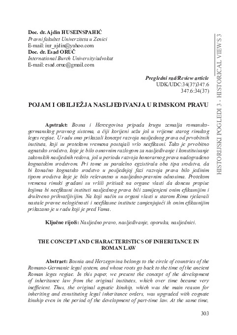 (PDF) The concept and characteristics of inheritance in Roman law