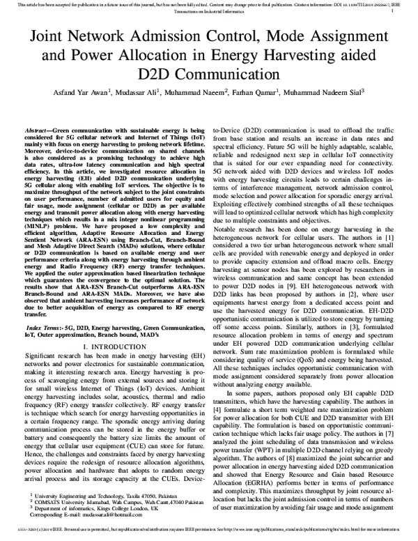 (PDF) Joint Network Admission Control, Mode Assignment, and Power Allocation in Energy ...