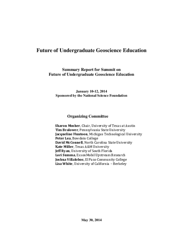 (PDF) Future of Undergraduate Geoscience Education