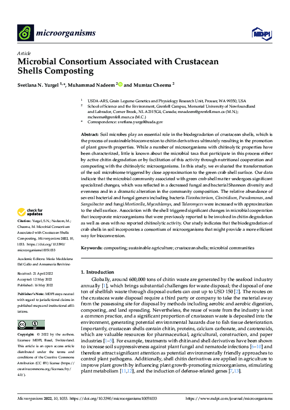 (PDF) Microbial Consortium Associated with Crustacean Shells Composting