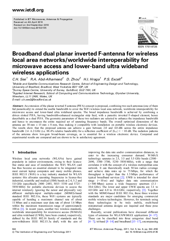 (PDF) The Compact Design of Dual-band and Wideband Planar Inverted FL ...