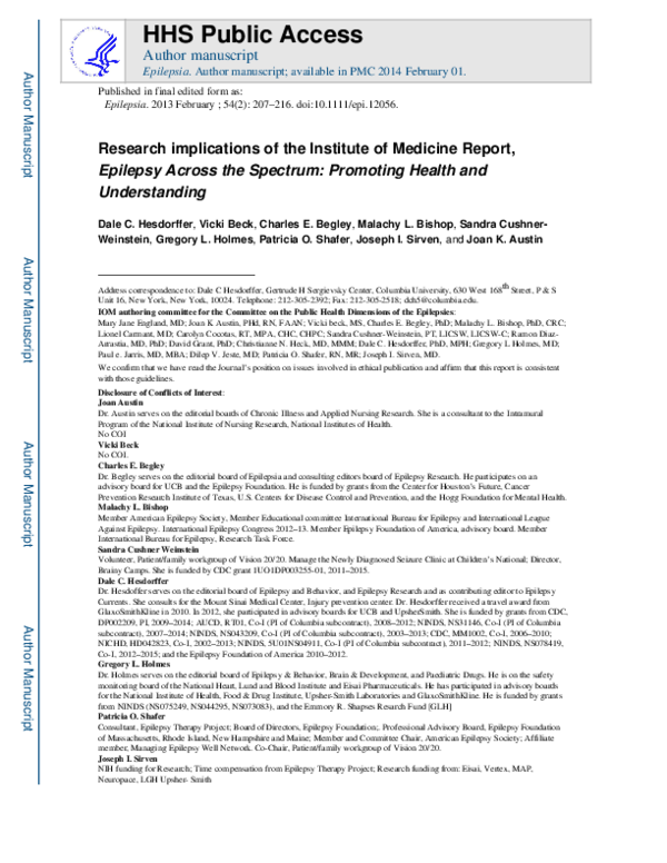 (PDF) Research implications of the Institute of Medicine Report ...