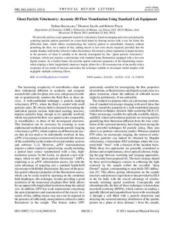Pdf Ghost Particle Velocimetry Accurate 3d Flow Visualization Using Standard Lab Equipment