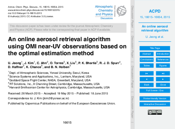 (PDF) Online AOT and SSA Retrieval Using OMI UV Data with OE Method