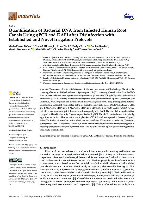 (PDF) Quantification of Bacterial DNA from Infected Human Root Canals ...