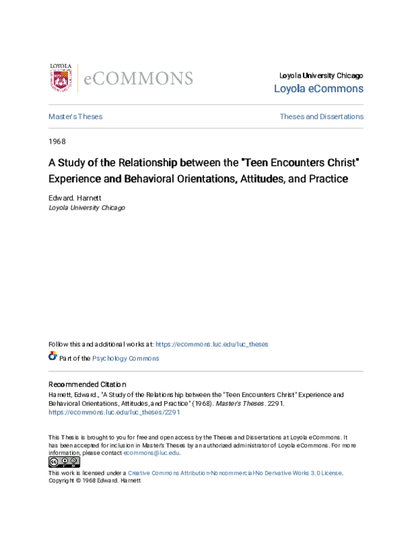 (PDF) A Study of the Relationship between the "Teen Encounters Christ ...