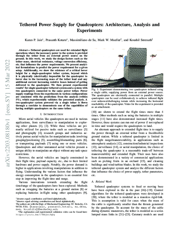 (PDF) Tethered Power Supply for Quadcopters: Architecture, Analysis and ...