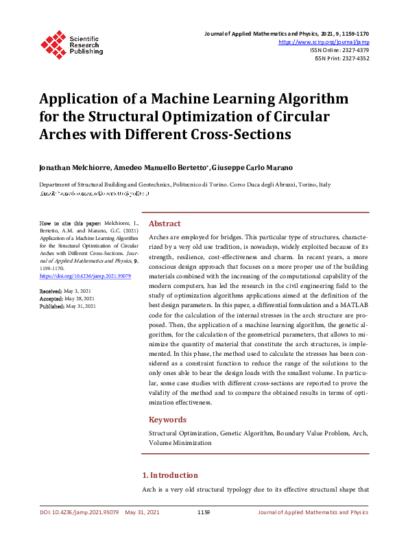 (PDF) Application of a Machine Learning Algorithm for the Structural ...