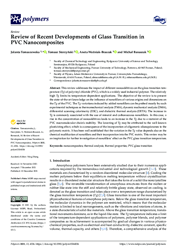 (PDF) Review of Recent Developments of Glass Transition in PVC ...