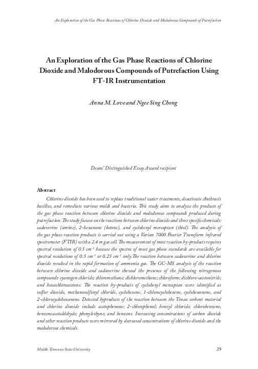 (PDF) An Exploration of the Gas Phase Reactions of Chlorine Dioxide and ...
